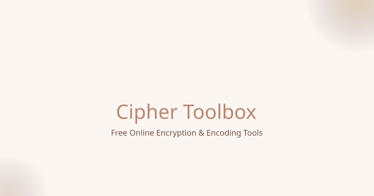 Cipher Toolbox - Free Online Encryption & Encoding Tools